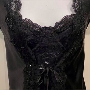 Soma | Intimates & Sleepwear | Soma Gorgeous Black Satin And Lace Robe ...